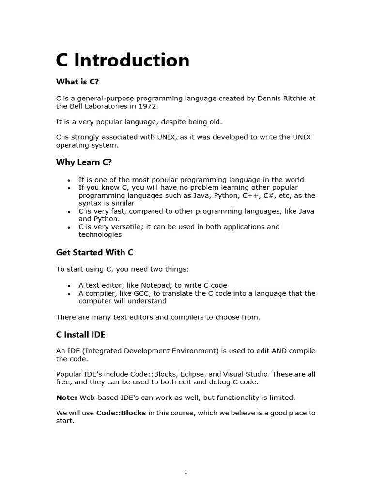 C Introduction | PDF | Data Type | Boolean Data Type C Introduction | PDF | Data Type | Boolean Data Type
