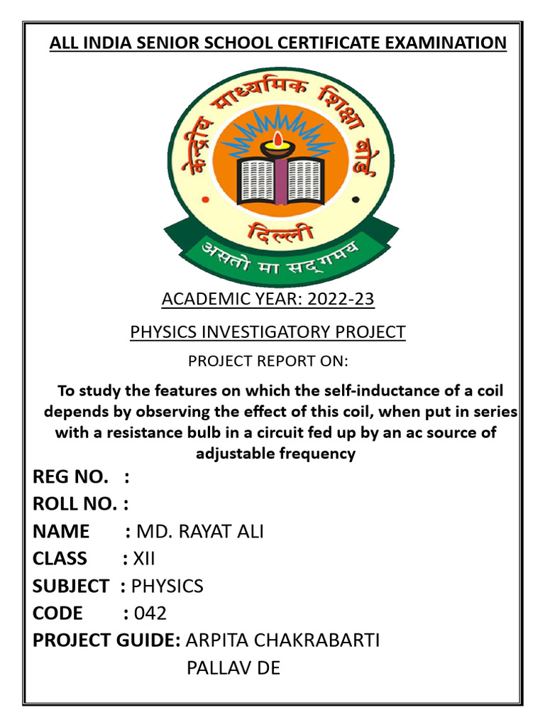 Physics Project Final | PDF | Inductor | Inductance Physics Project Final | PDF | Inductor | Inductance