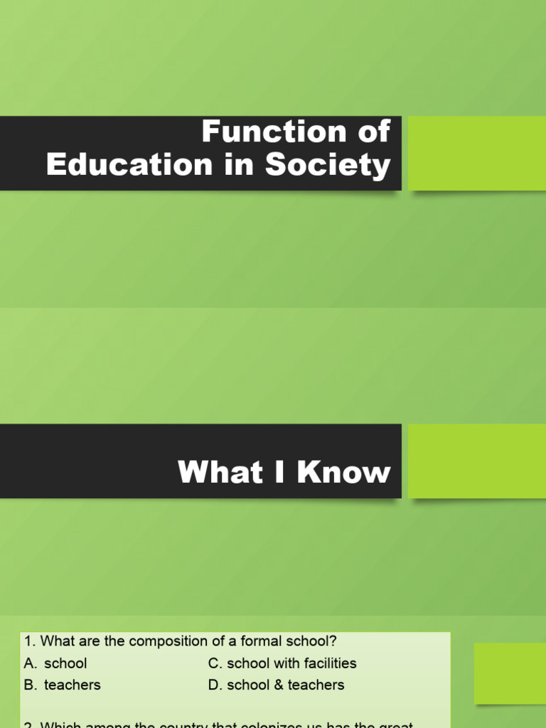 Function of Education in Society | PDF | Learning | Behavior Modification