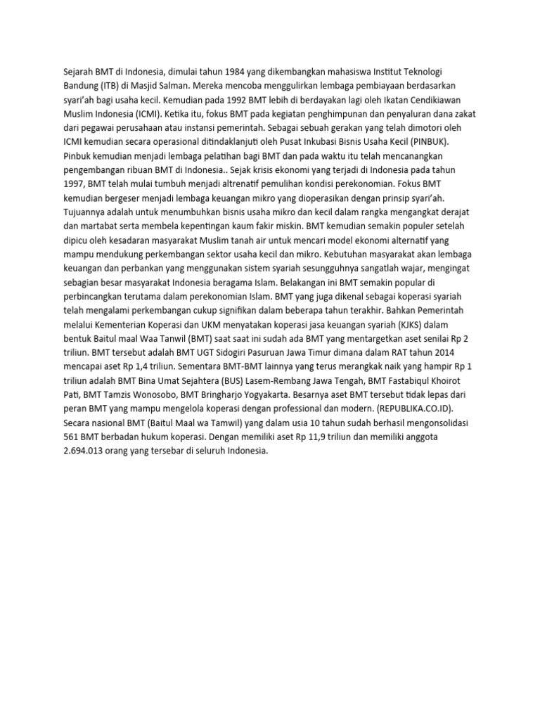 Sejarah BMT Di Indonesia | PDF