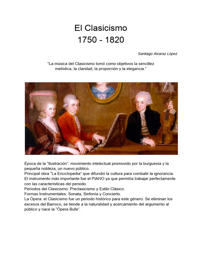 El Clasicismo - Santiago AL | PDF | Periodo Clásico (Música) | Ludwig Van Beethoven