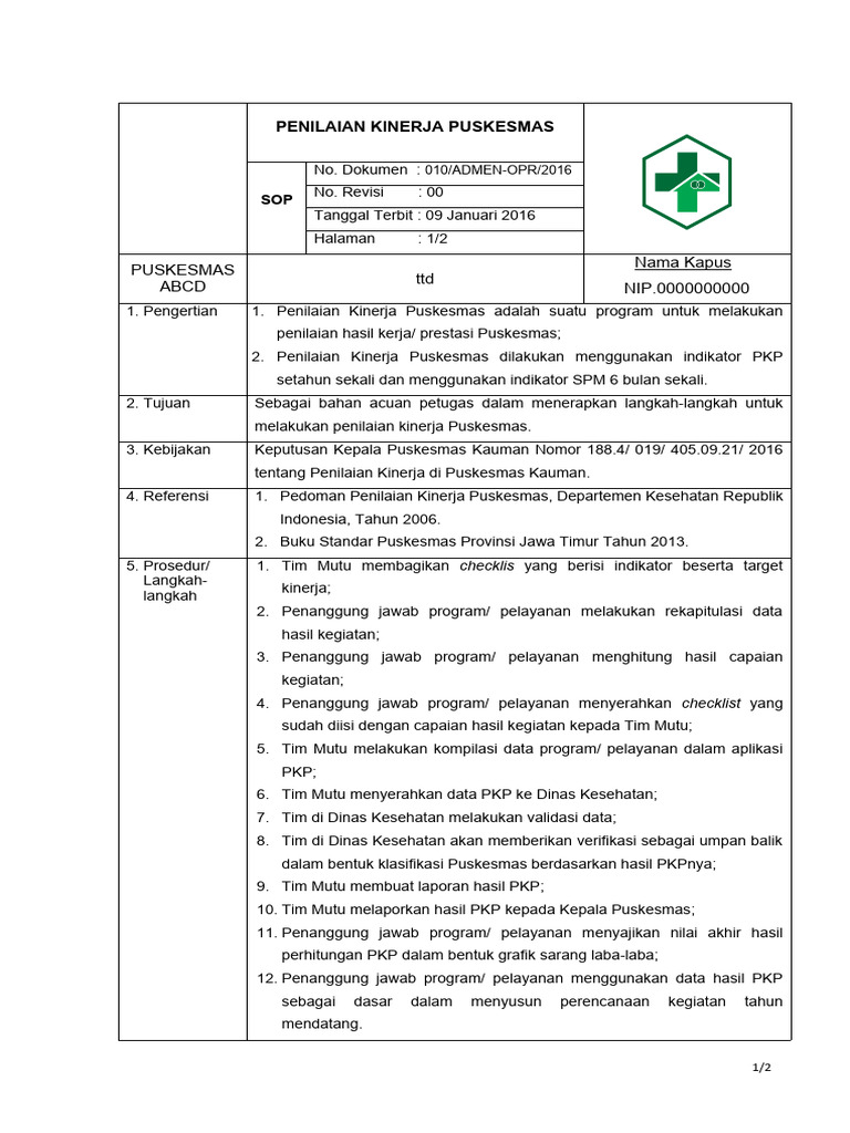 2841 Sop PKP F | PDF