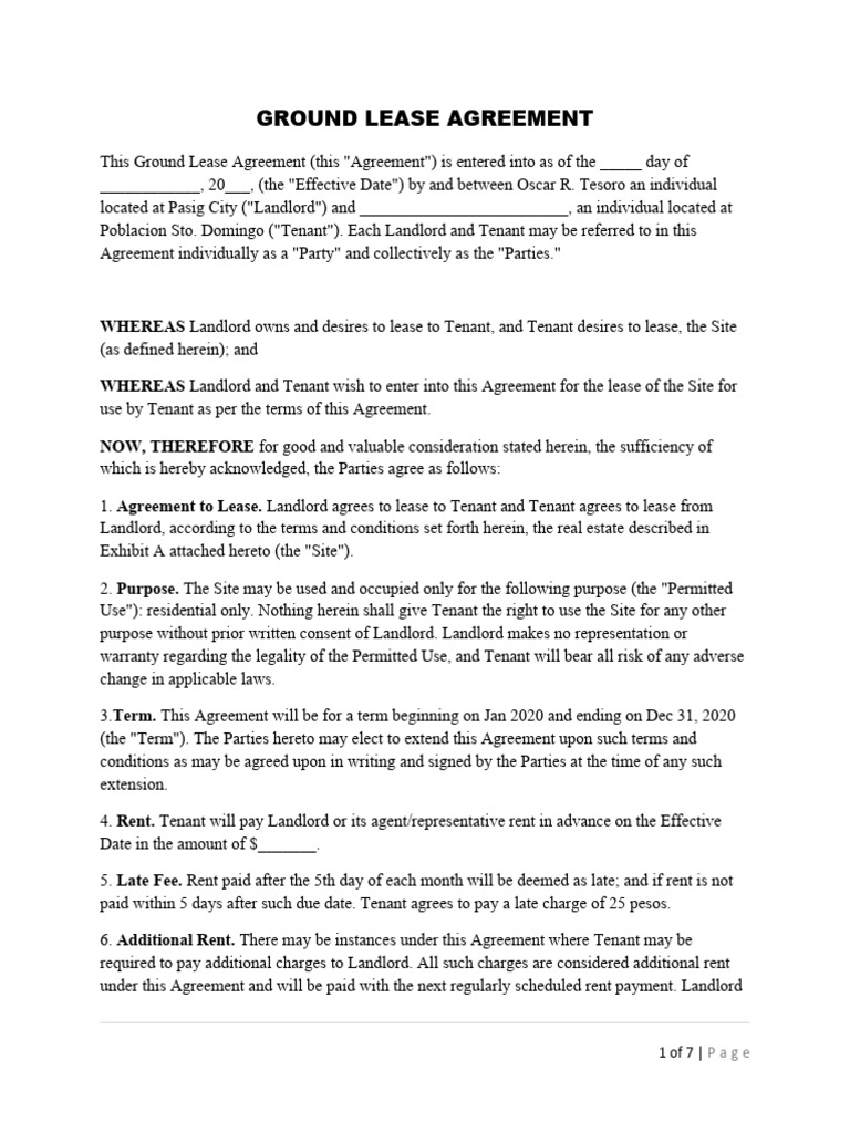 Ground Lease Agreement | PDF | Leasehold Estate | Indemnity