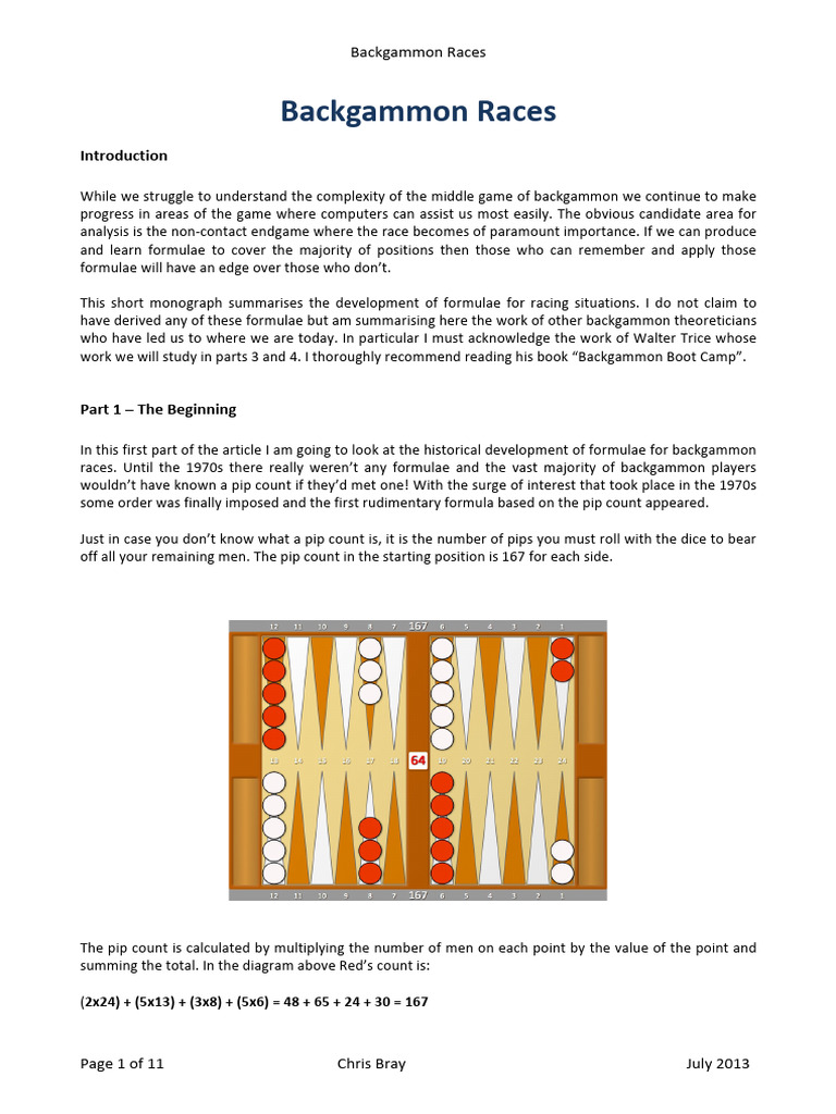 Backgammon Races July 2013 | PDF | Dice | Mathematics