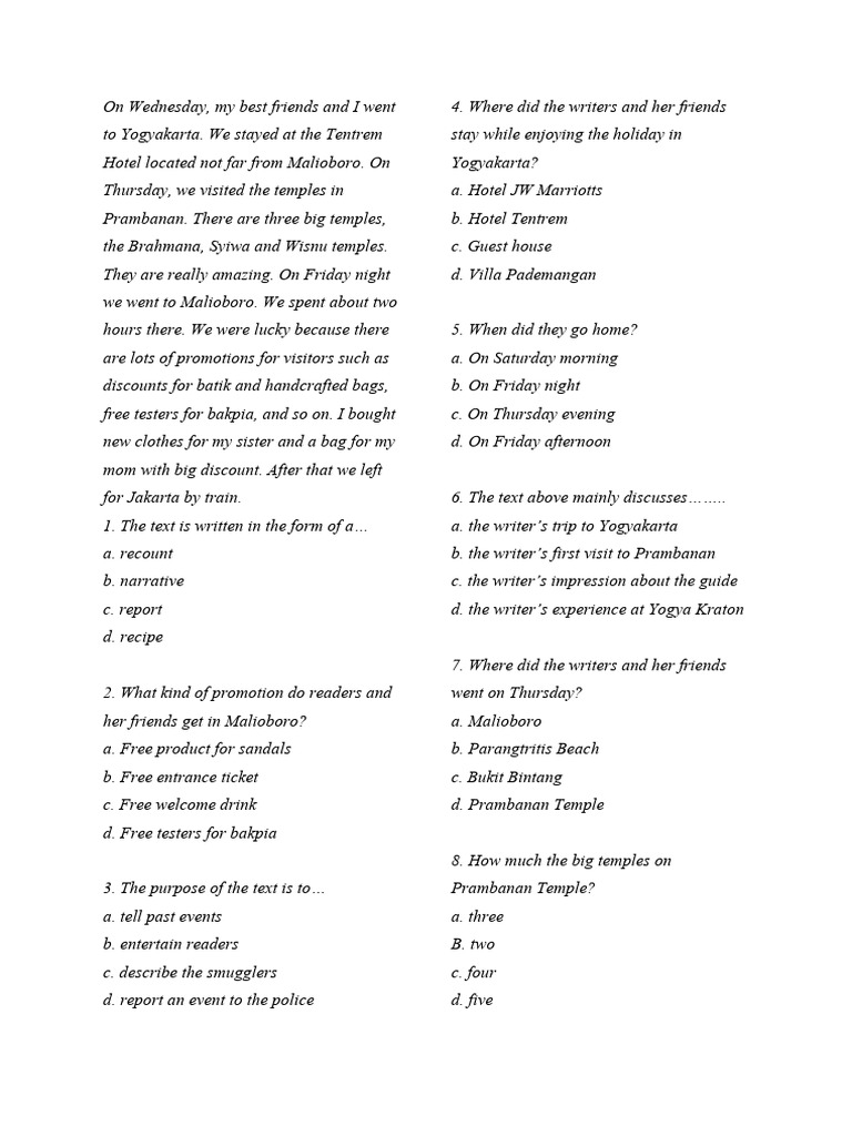 Inggris Recount Text | Download Free PDF | Cuisine