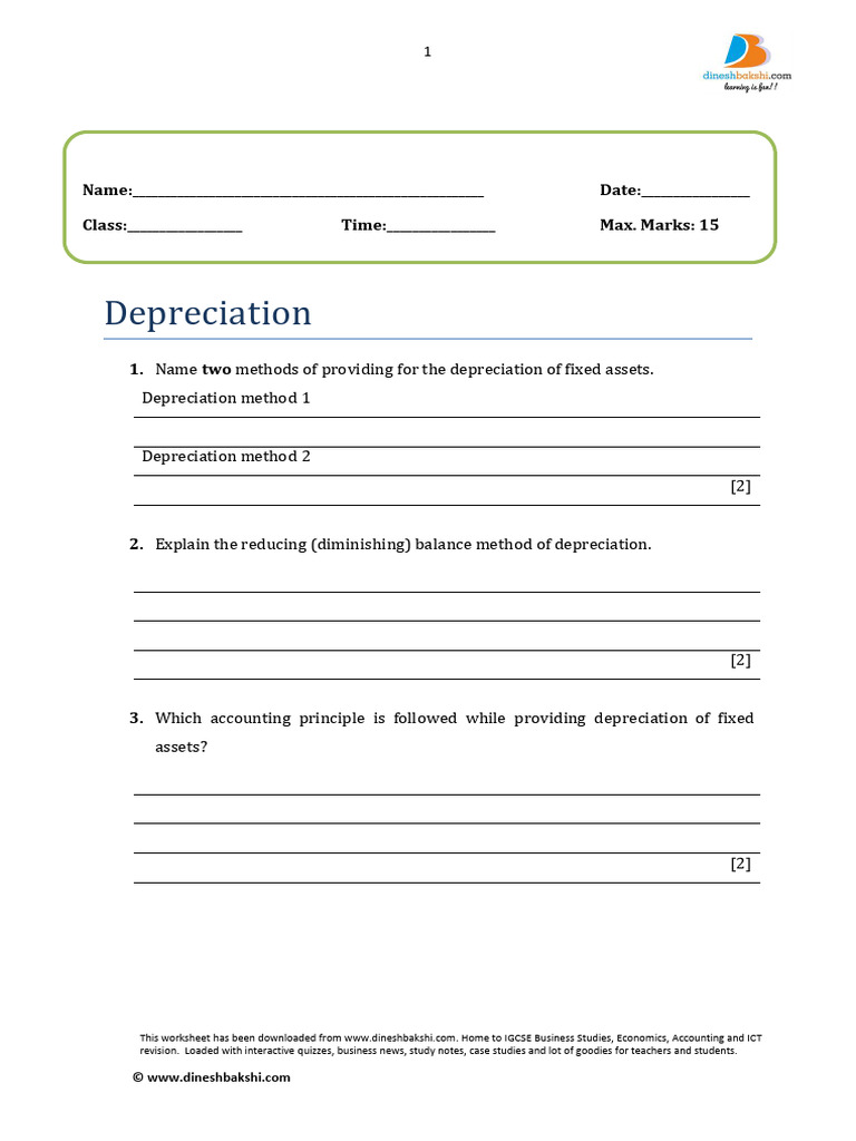 Worksheet Depreciation | Download Free PDF | Depreciation | Economies