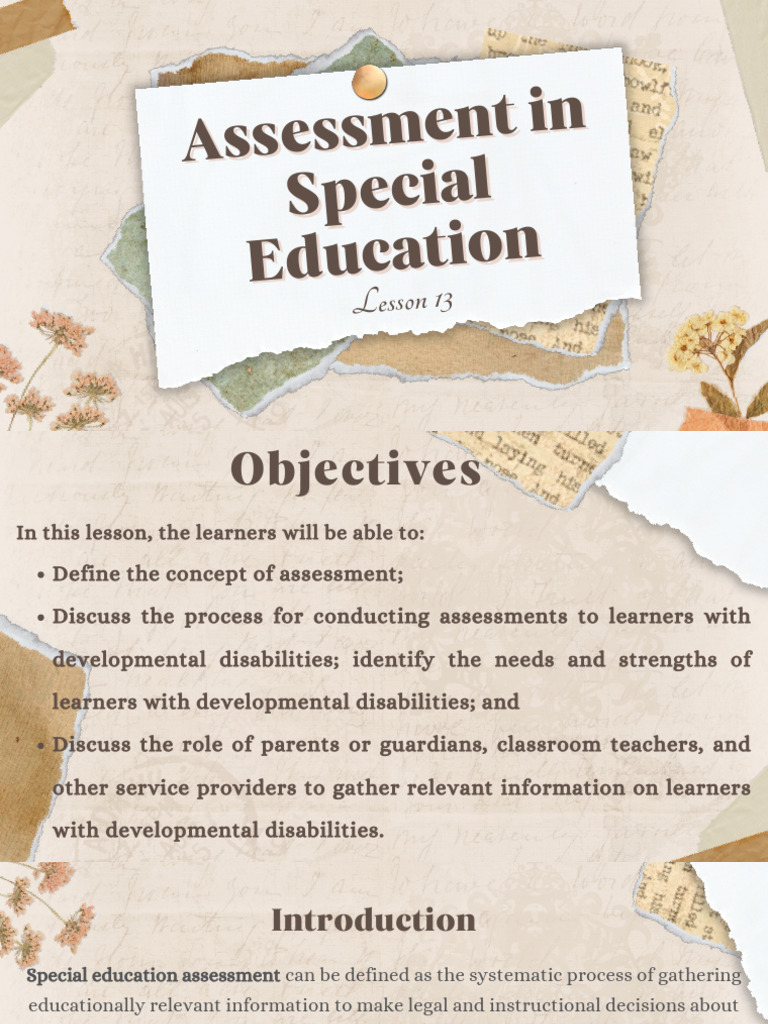 Lesson 13 - Assessment in Special Education | Download Free PDF ...