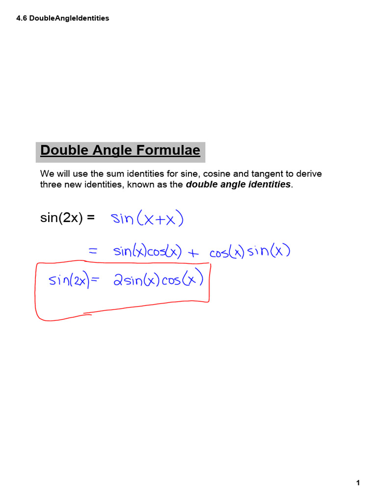 Double Angle Identities Explained | PDF | Teaching Methods & Materials