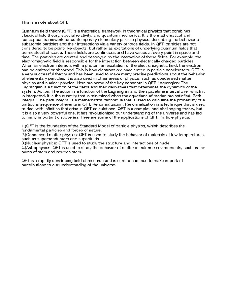 QFT | PDF | Quantum Field Theory | Physics