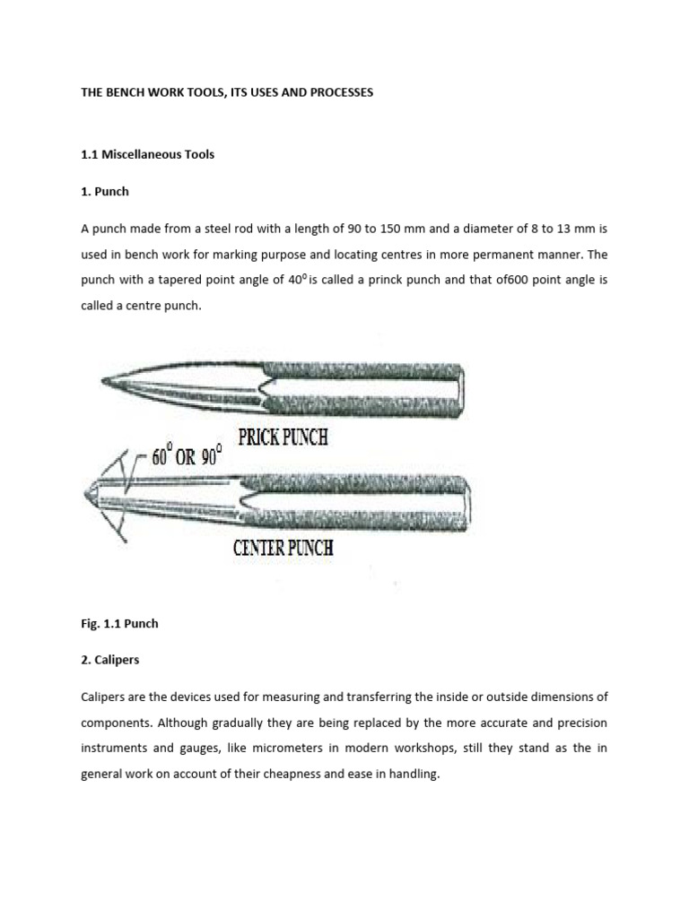 The Bench Work Tools, Uses and Processes | PDF | Drill | Screw