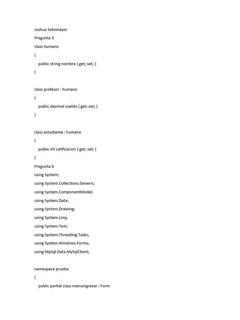 Joshua Sotomayor - Examentercerparcial | PDF | Parameter (Computer Programming) | Software ...