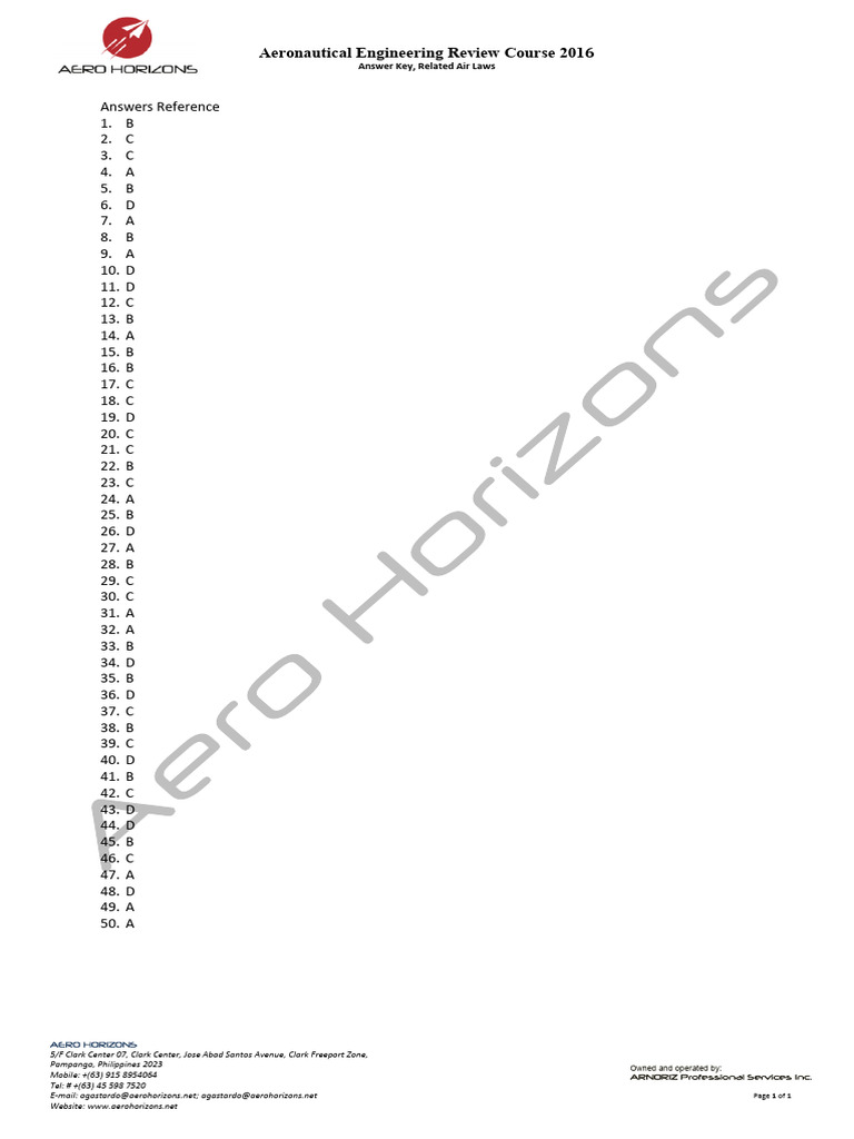 Aeronautical Engineering Course Answers | PDF