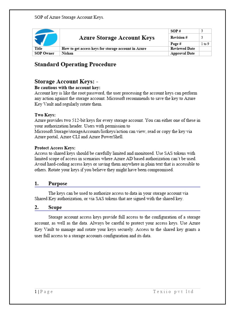 SOP Storage Account Keys | PDF | Microsoft Azure | Command Line Interface