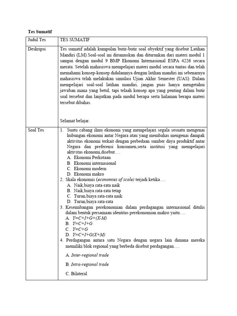 Tes Sumatif | PDF