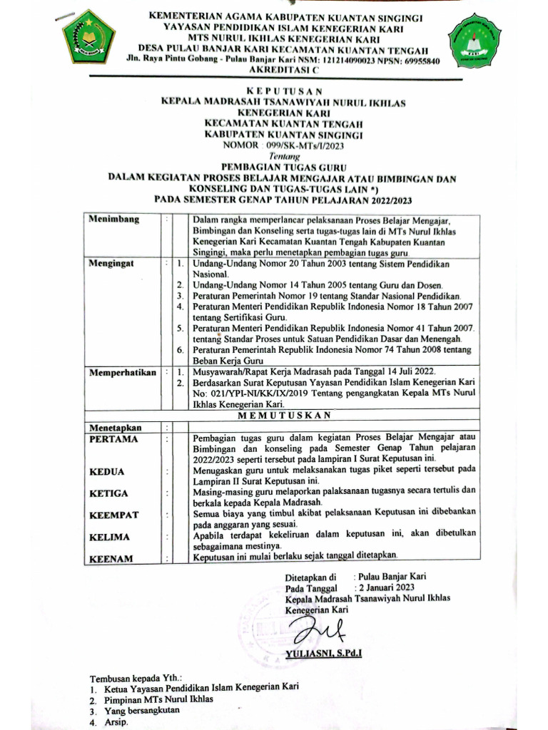 Daftar Pembagian Tugas Guru Dan Tendik | PDF Daftar Pembagian Tugas Guru Dan Tendik | PDF