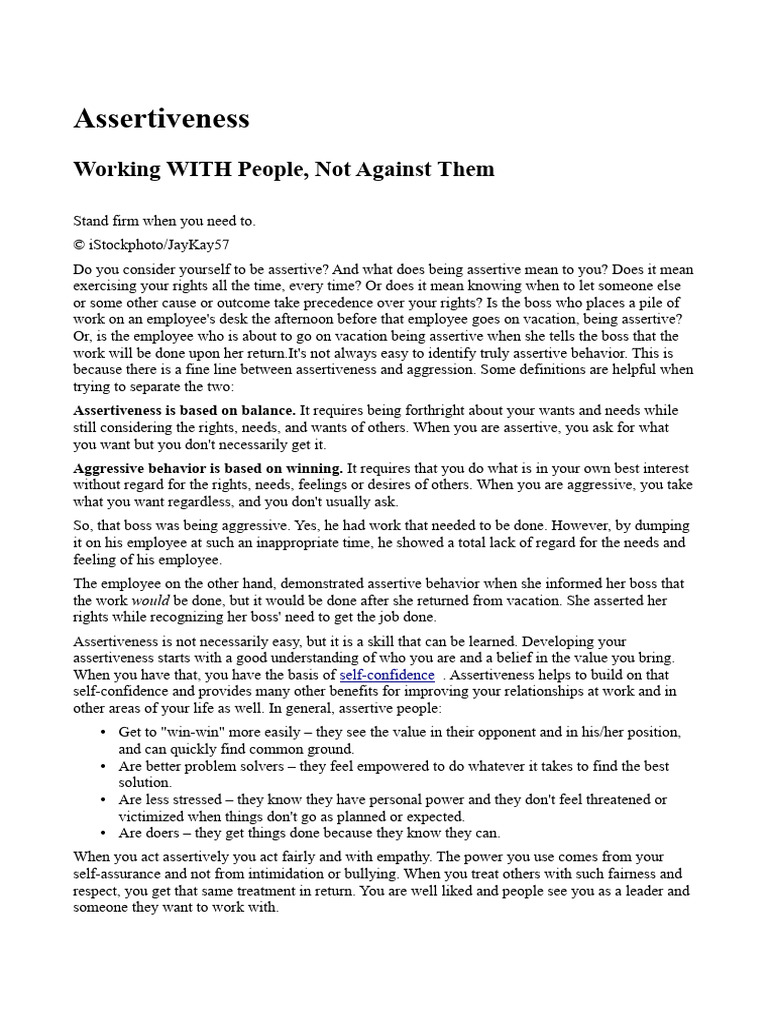 Assertiveness | PDF | Anger | Power (Social And Political)