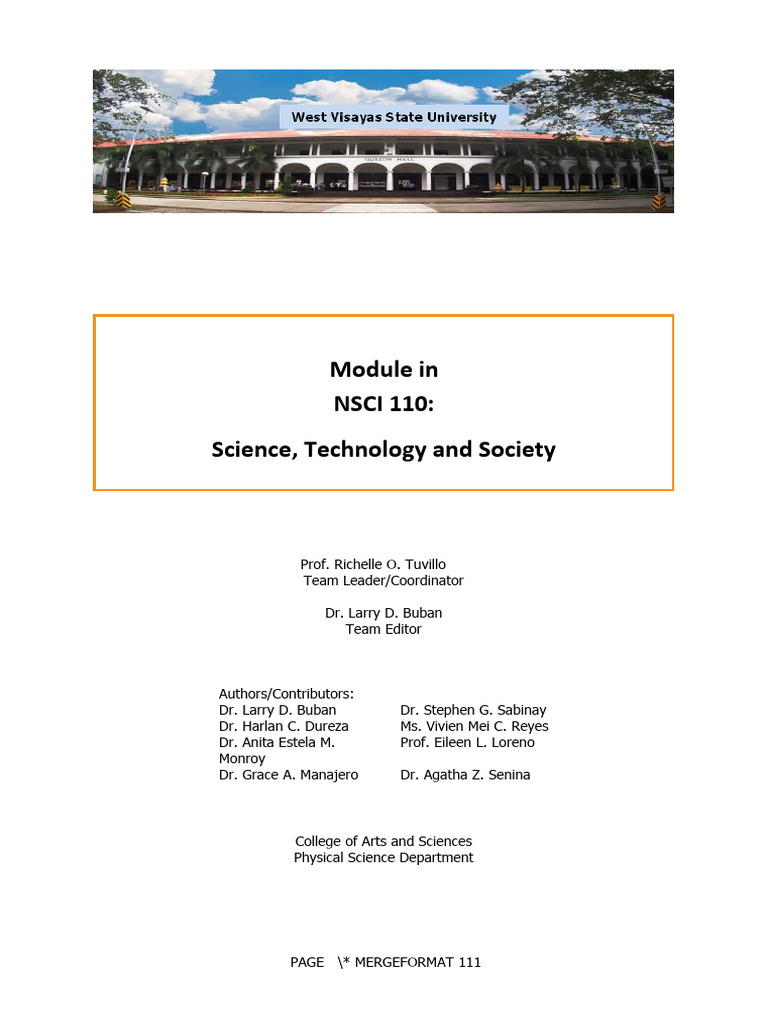 Module in Nsci 110 Sts 2nd Sem 2022 RFD SLB | PDF | Science | Hypothesis