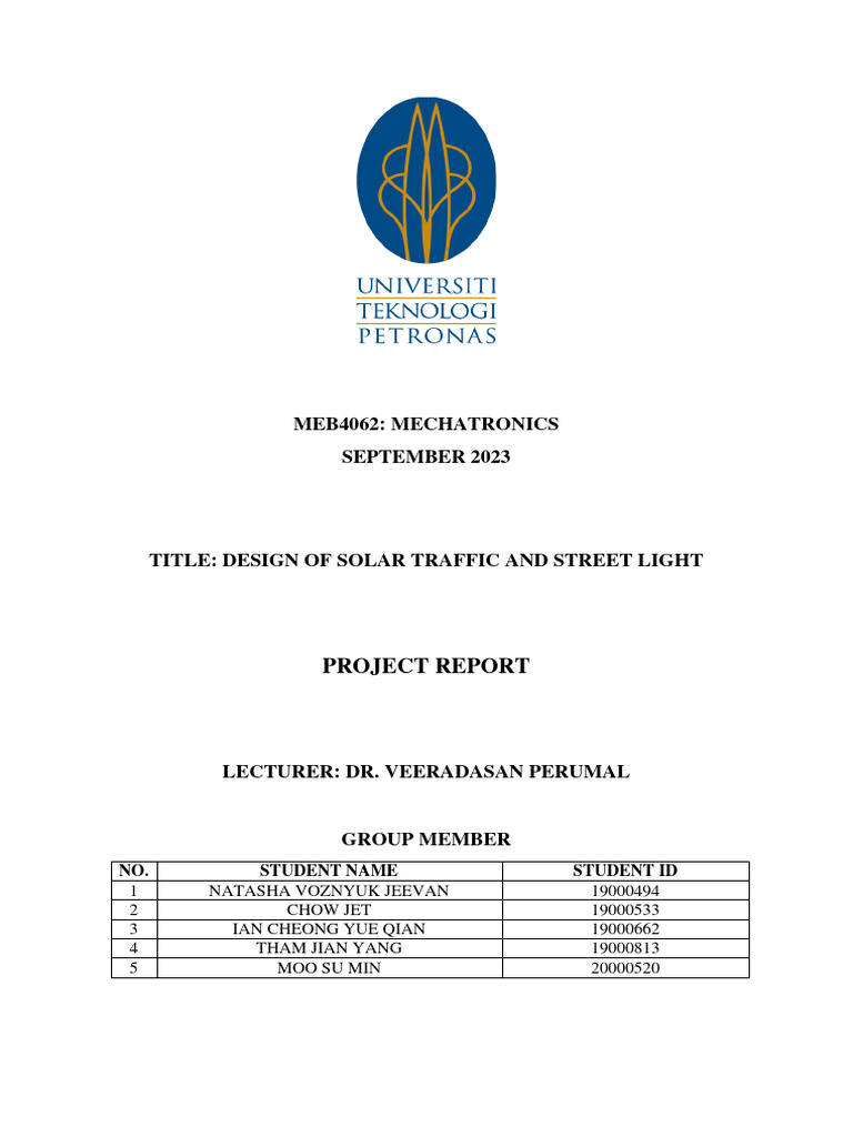 Mechatronics Project Report | PDF | Solar Power | Energy Conservation