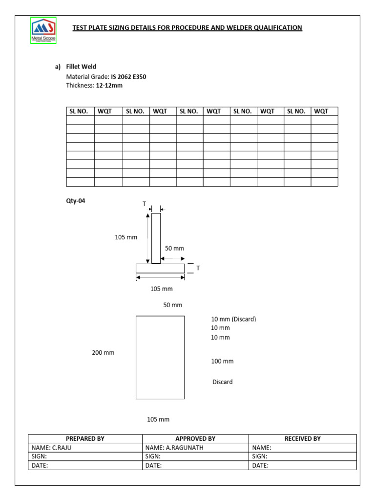 Test Plate Sizing for Welding Qualification | PDF | Welding | Construction