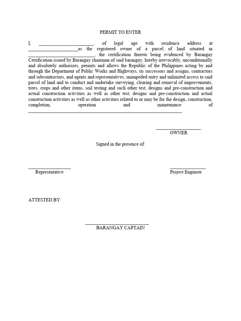 Permit To Enter | PDF