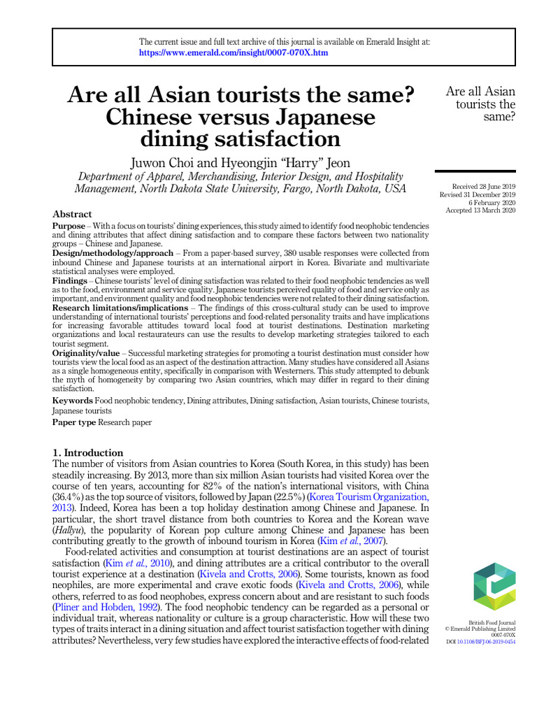 Are All Asian Tourists The Same | PDF | Customer Satisfaction | Tourism