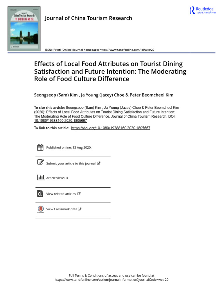 Effects of Local Food Attributes On Tourist Dining | PDF | Survey ...