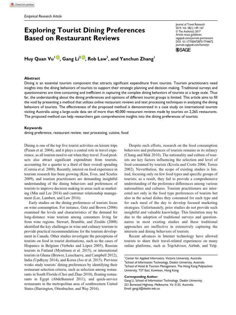 Analyzing Tourist Dining Preferences | PDF | Data Mining | Restaurants