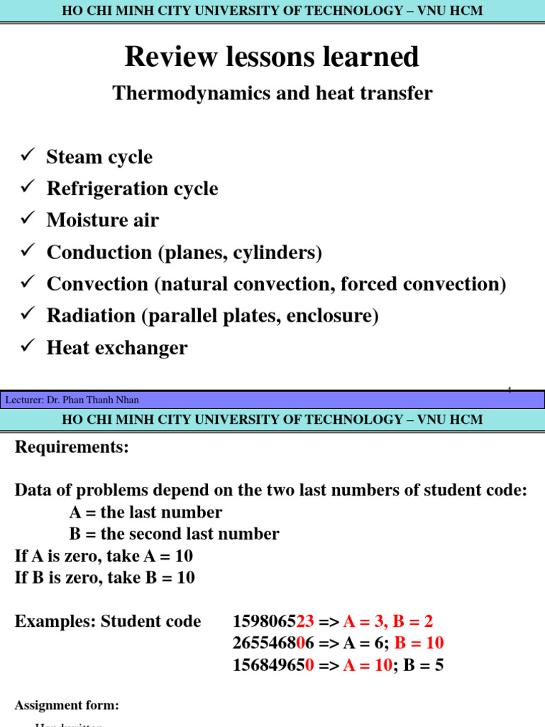Review Lessons Learned - Thermodynamics and Heat Transfers | PDF | Heat ...