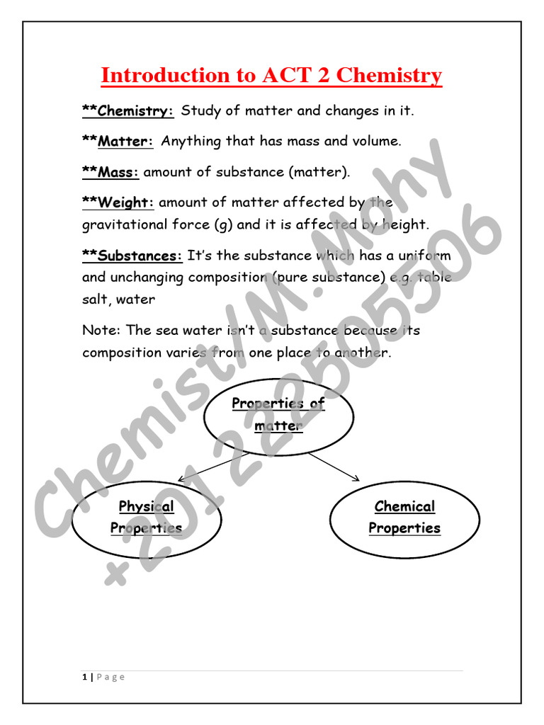 ACT II Syllabus (Basics) | PDF | Mixture | Chemical Substances