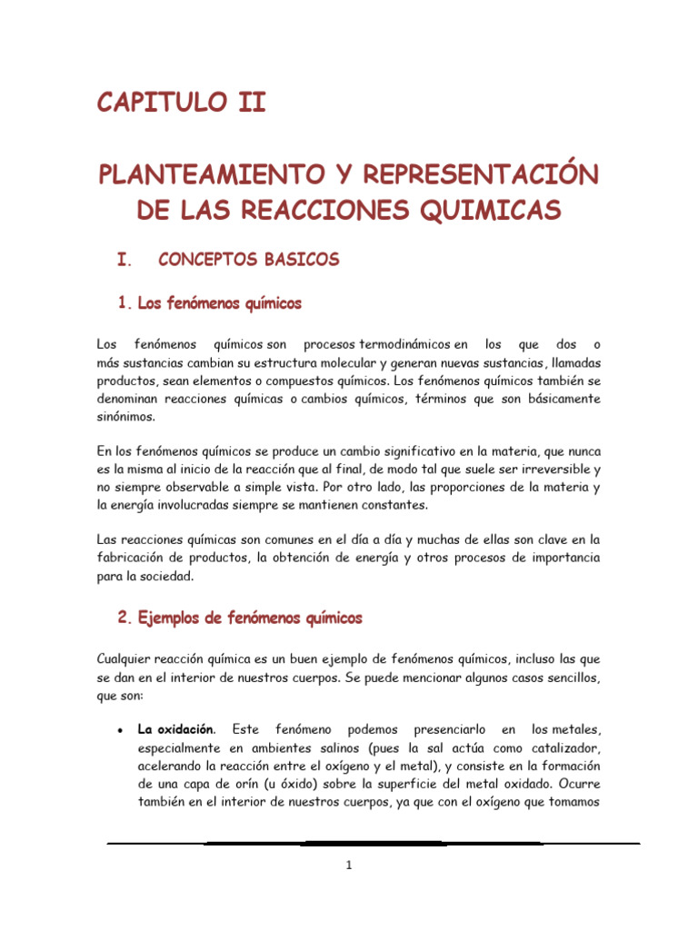 Planteamiento y Representación de Las Reacciones Quimicas | PDF | Reacciones químicas | Química