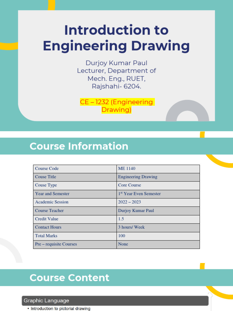 Lec - 01 - Introduction To Engineering Drawing | PDF | Pencil | Engineering