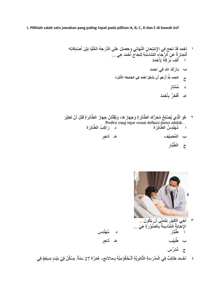 SOAL PTS Bahasa Arab Kelas X | PDF