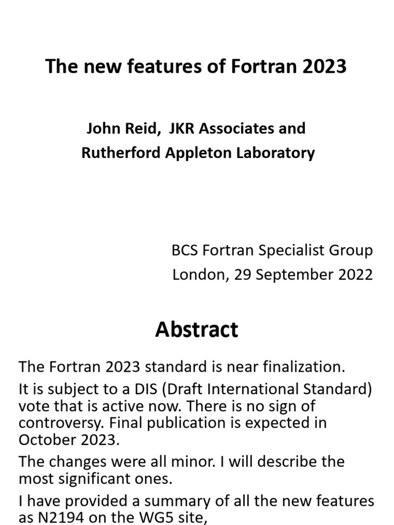 Fortran 2023: Key New Features | PDF | Computer Engineering | Computer Data