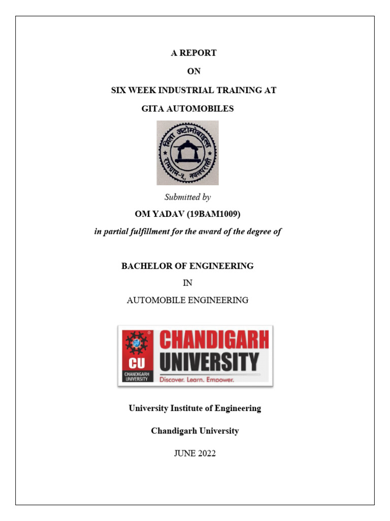 Industrial Training Report (Sample) | PDF