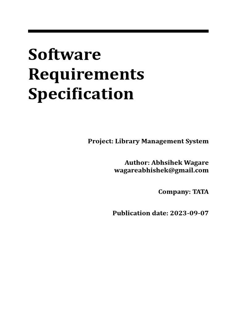 Software Requirements Speci Ication | PDF | Library (Computing) | Libraries