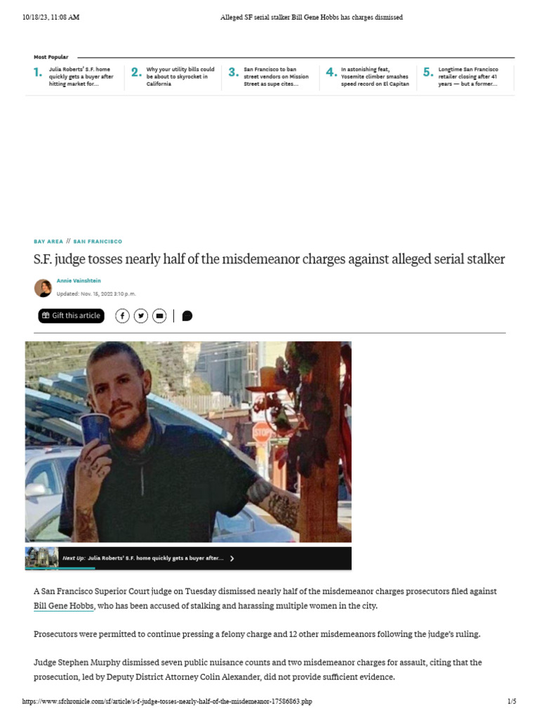 Alleged SF Serial Stalker Bill Gene Hobbs Has Charges Dismissed by San ...