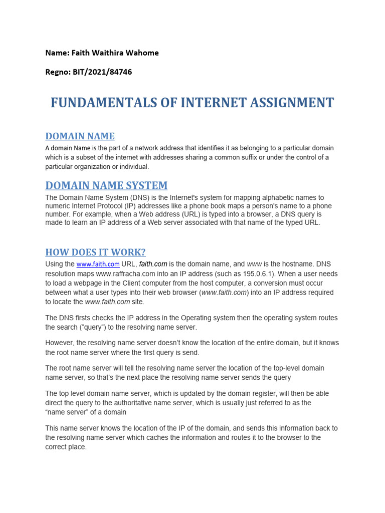 Fundamentals of Internet Assignments | PDF | Domain Name | Domain Name ...
