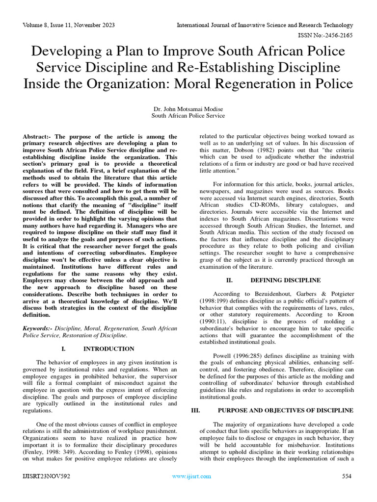 Enhancing Discipline in South African Police | PDF | Disciplines ...