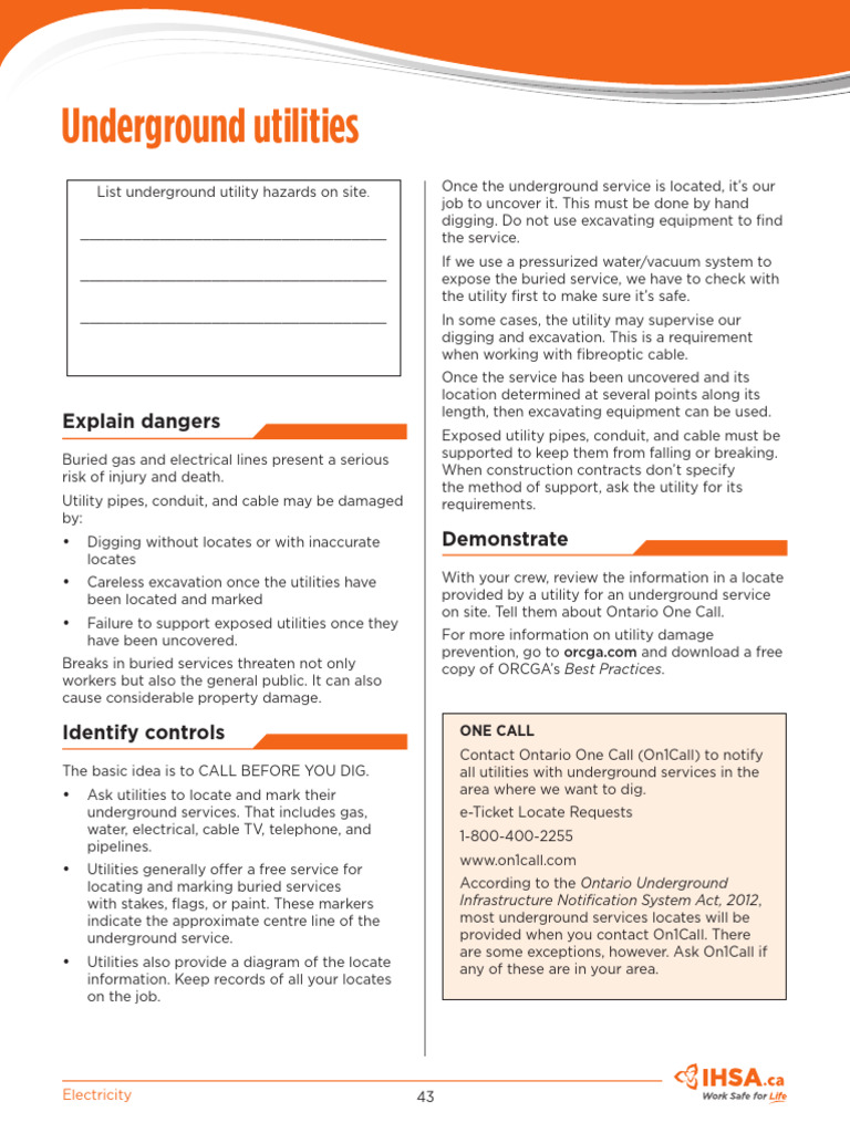 Underground Utilities | PDF | Safety