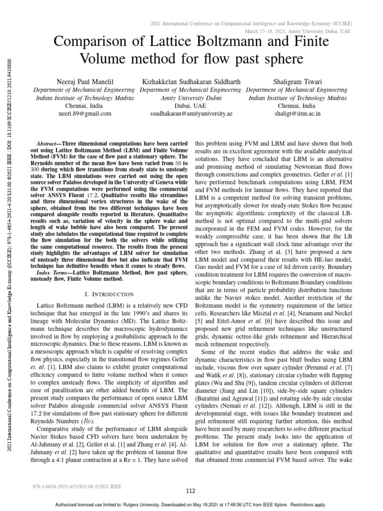 Flow Past Sphere Comparision of LBM Vs FVM | PDF | Fluid Dynamics ...