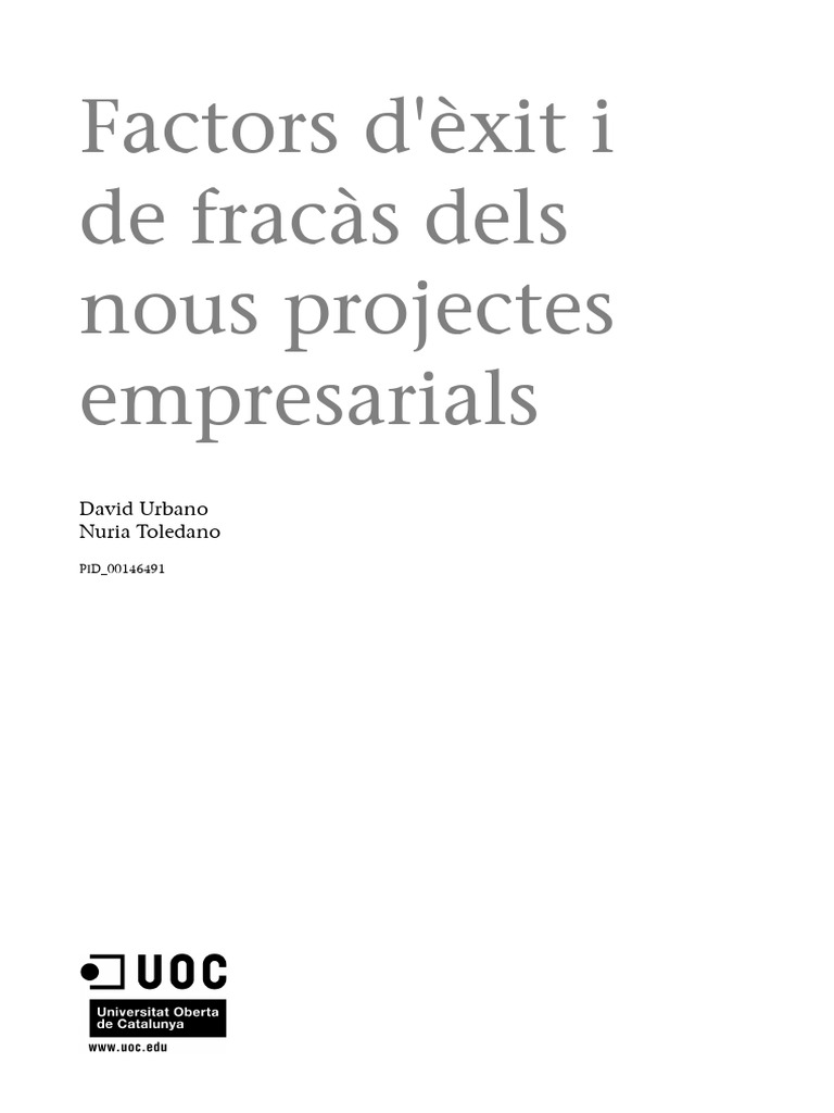 Factors D Exit I de Fracàs Dels Nous Projectes Empresarials | PDF