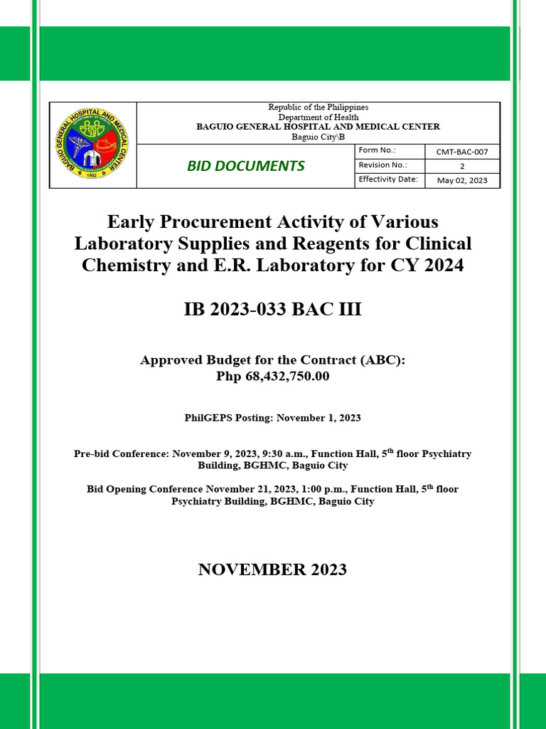 Bidding Document (Ib 2023-033 Bac Iii) | PDF | Procurement | Chloride