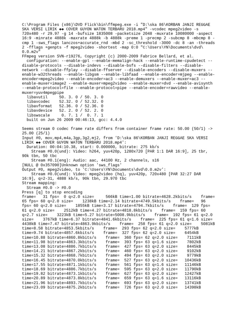 FFmpeg Video Conversion Log | PDF