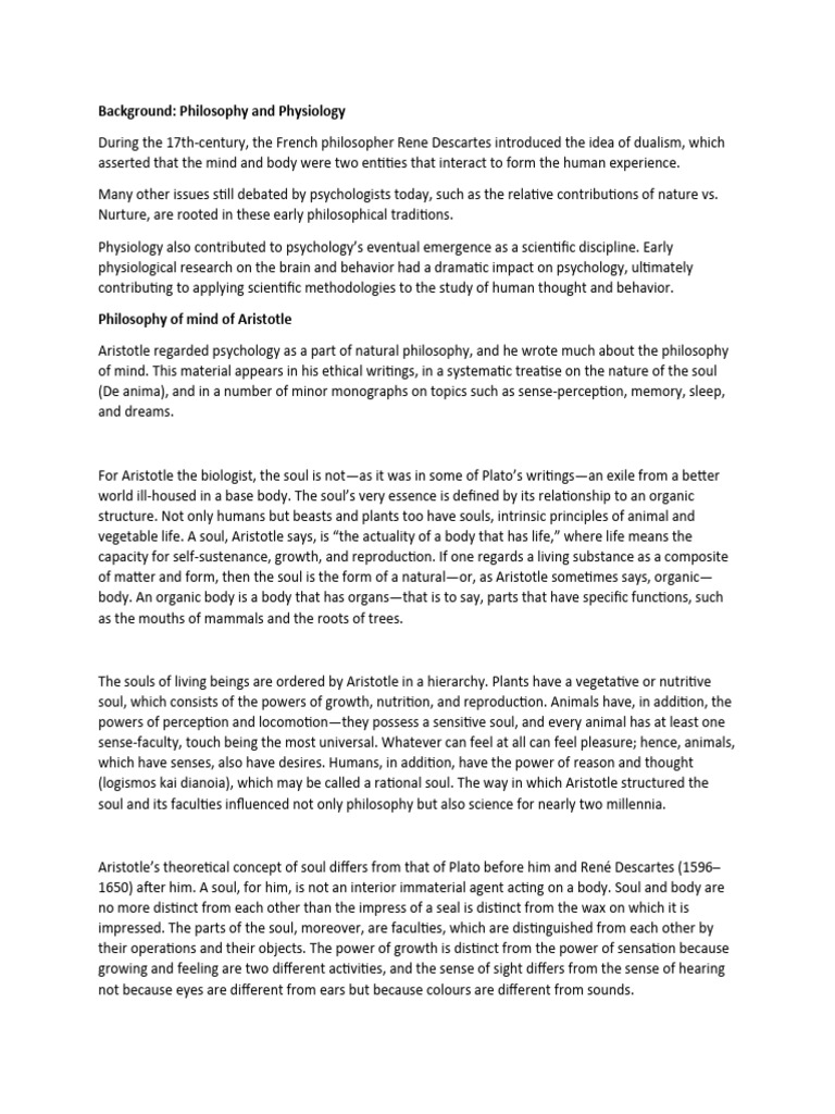 Background: Philosophy and Physiology | PDF | Soul | Nous