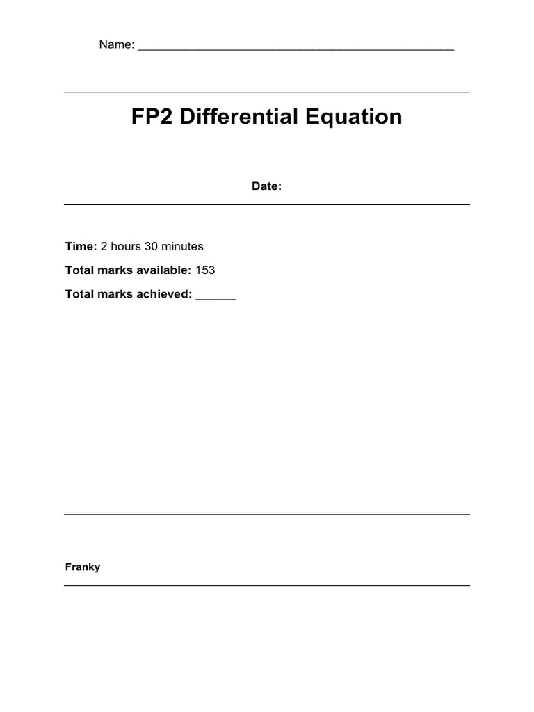 fp2 Differential Equation | PDF | Equations | Ordinary Differential Equation