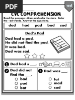 CVC Fluency Sentences Read and Color Short U Words Worksheet ...
