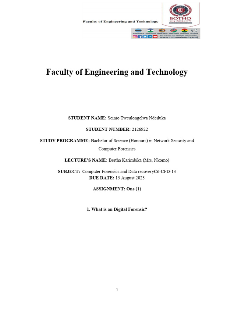 Digital Forensic Assignment 1 | PDF | Computer Forensics | Digital ...
