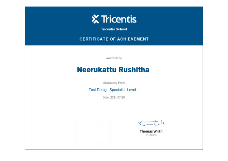 Certificate of Completion For Test Design Specialist Level 1 | PDF