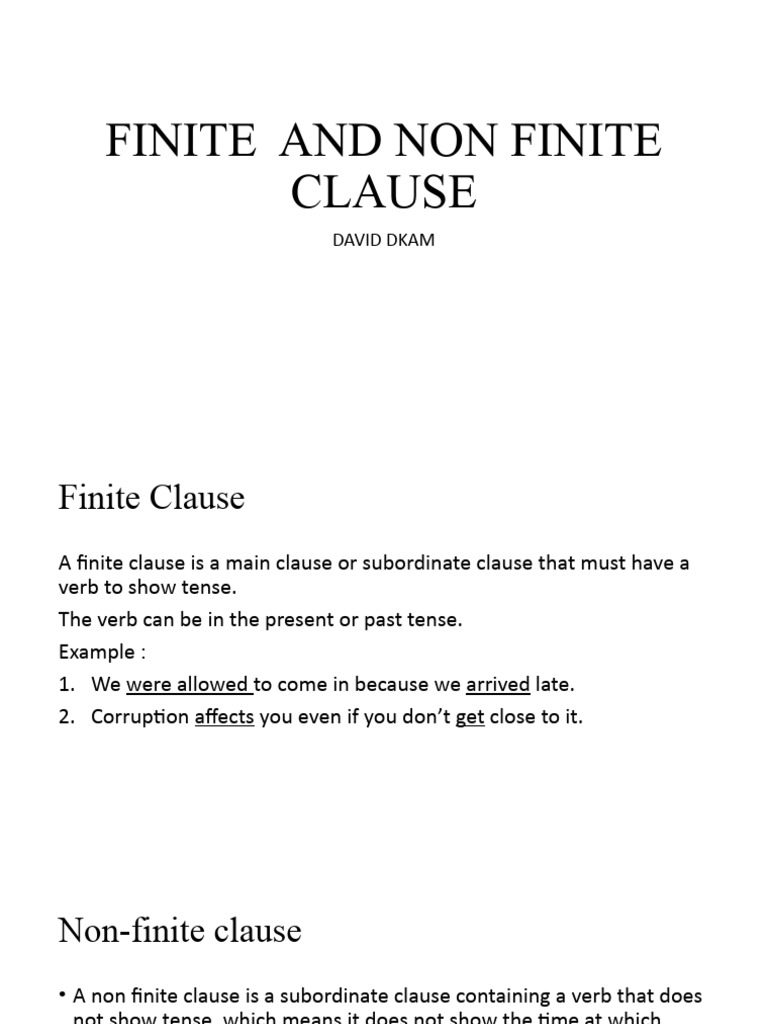 Finite and Non Finite Clause | PDF | Clause | Verb