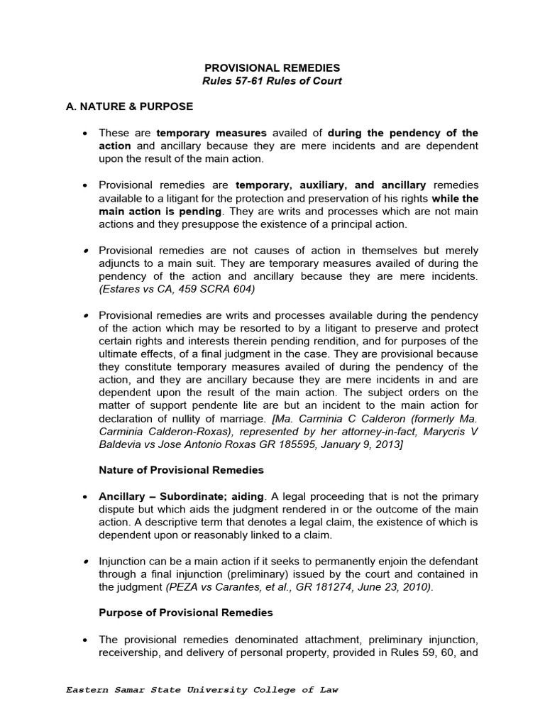 Provisional Remedies | PDF | Injunction | Legal Remedy